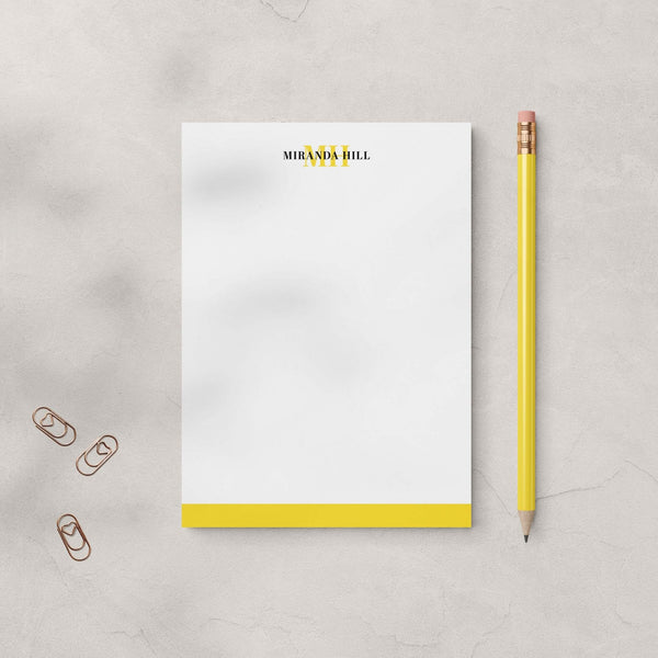 Personalized Bottom Color Bar Notepad | Blú Rose