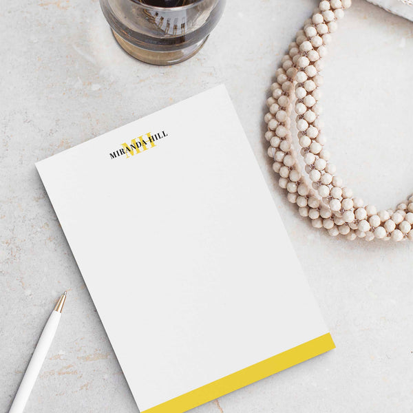 Personalized Bottom Color Bar Notepad | Blú Rose