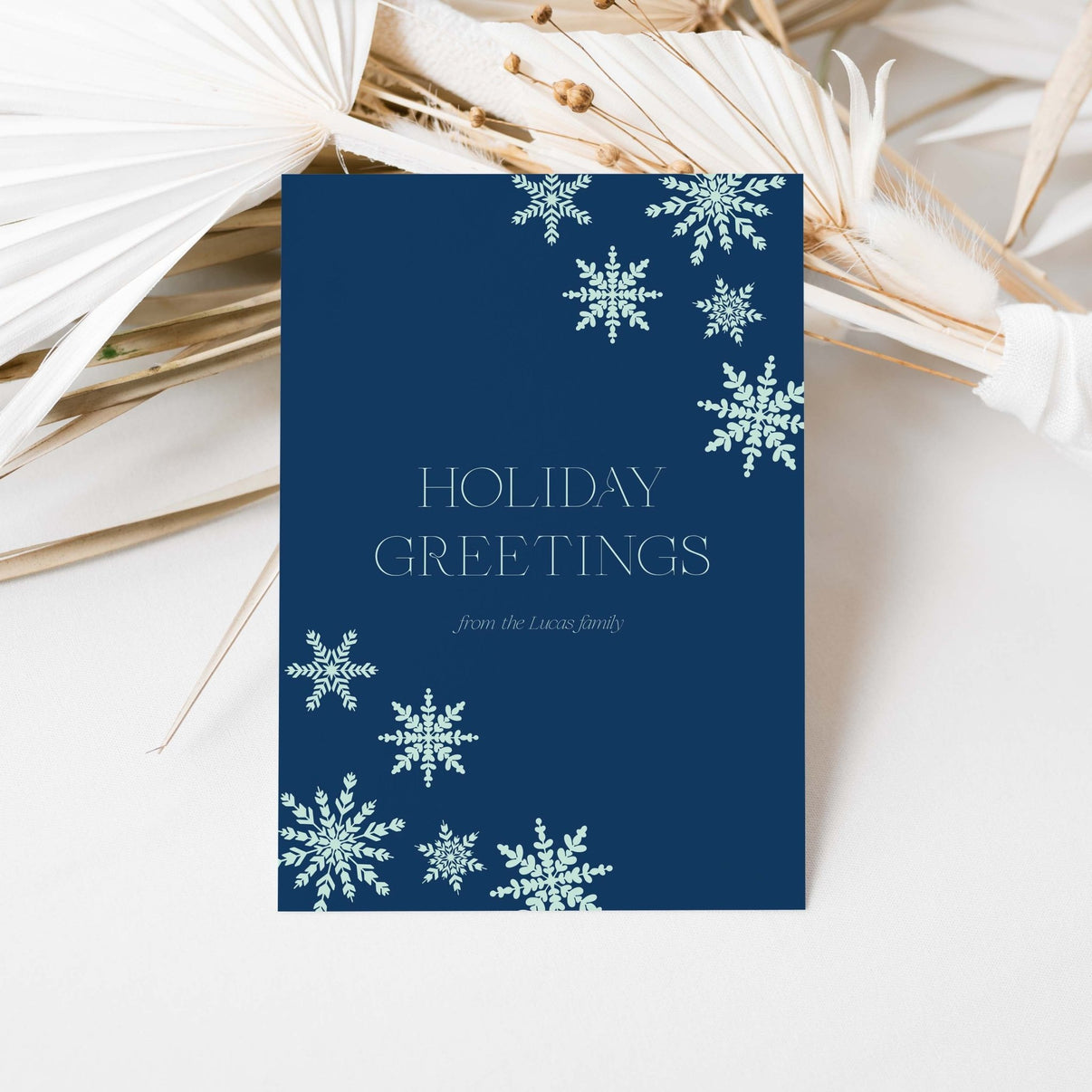 Personalized Snowflake Greetings Holiday Cards | Blú Rose